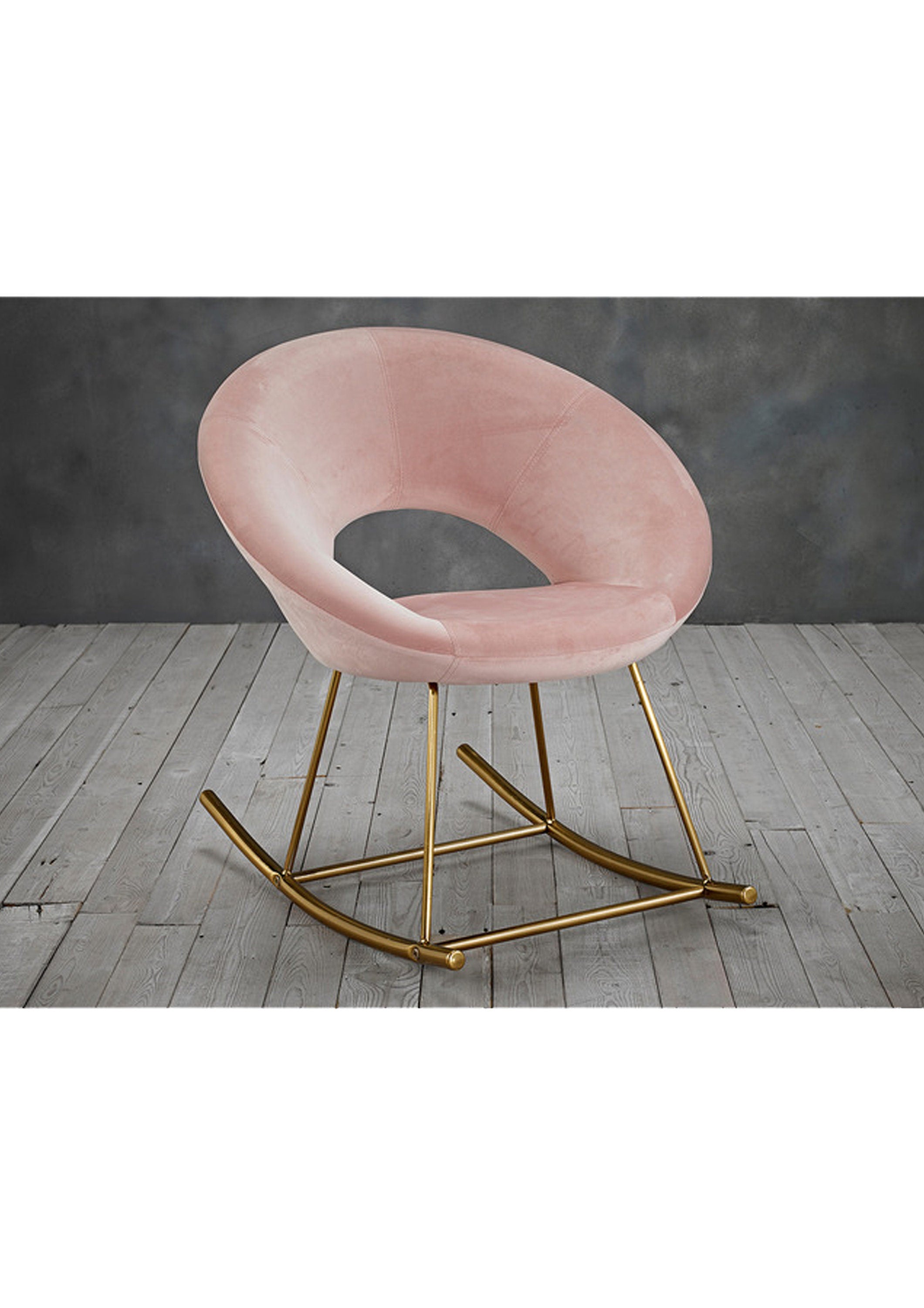 Pink velvet retro rocking chair / stylish rocking chair in plush velve ...