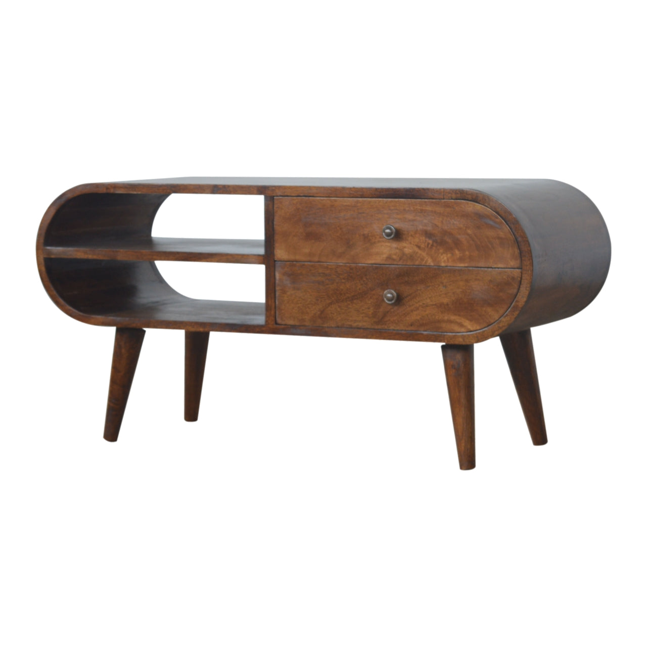 Retro Style Chestnut Circular Media Unit – Lush Home Interiors